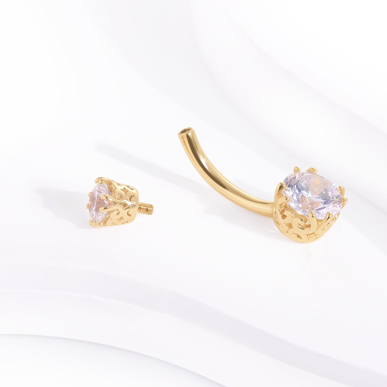 14K Gold|Internally Threaded|Body Piercing|Navel Ring - GPF Jewelry