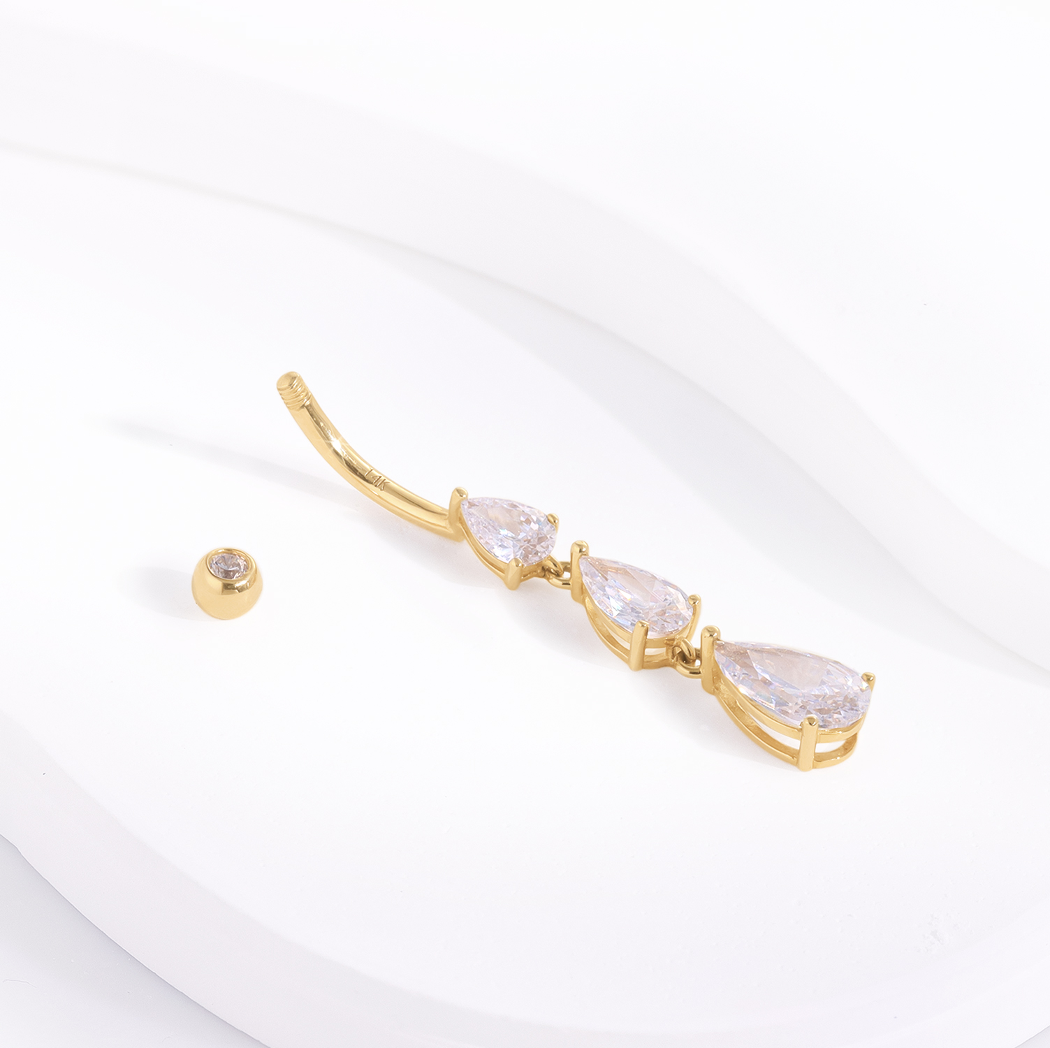 14K Gold|Internally Threaded|Body Piercing|Navel Ring - GPF Jewelry