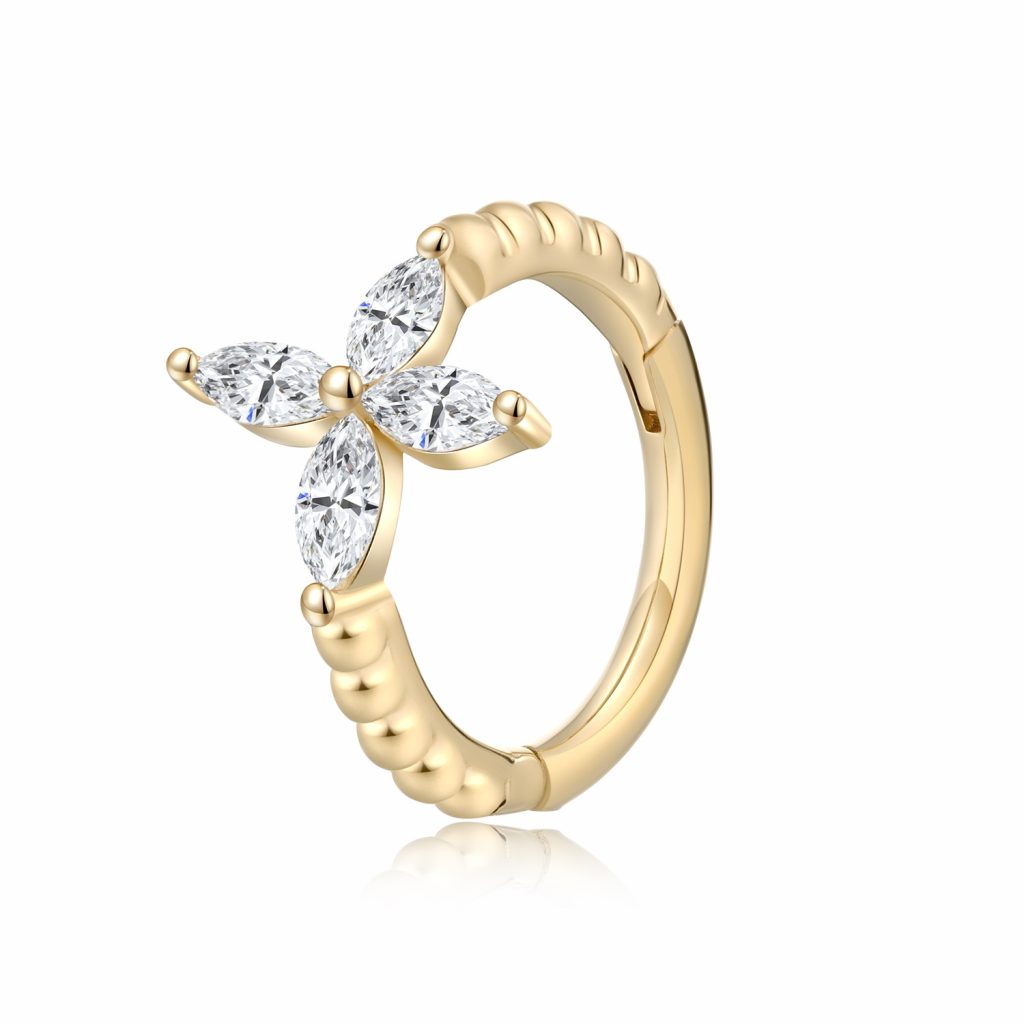 14 Karat Gold Sparkle Hinged Segment Ring - GPF Jewelry