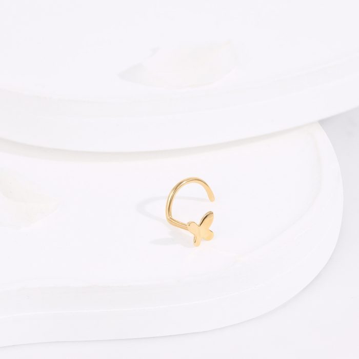 14K Solid Gold|Butterfly Nose Ring - GPF Jewelry