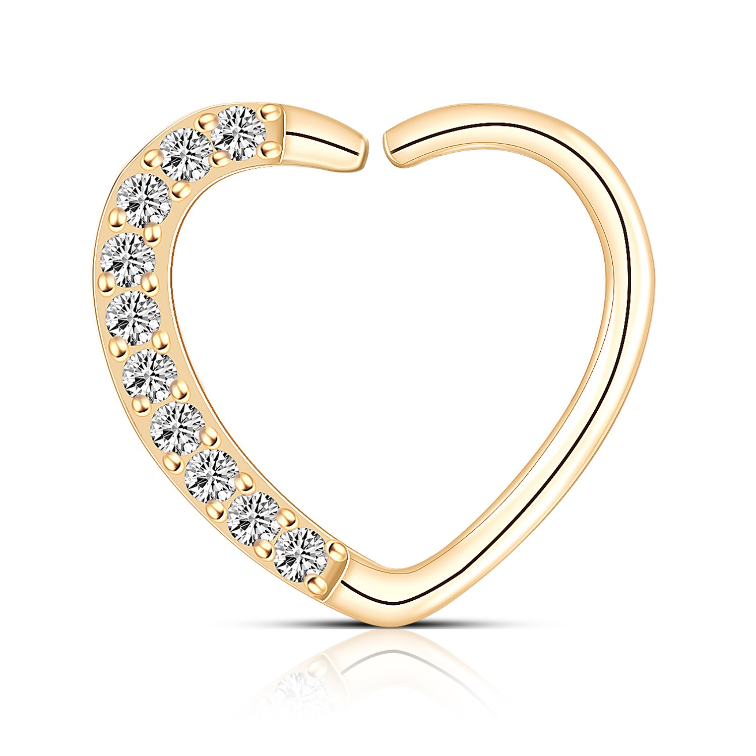 14K Heart Bendable Hoop Ring-GPF Jewelry