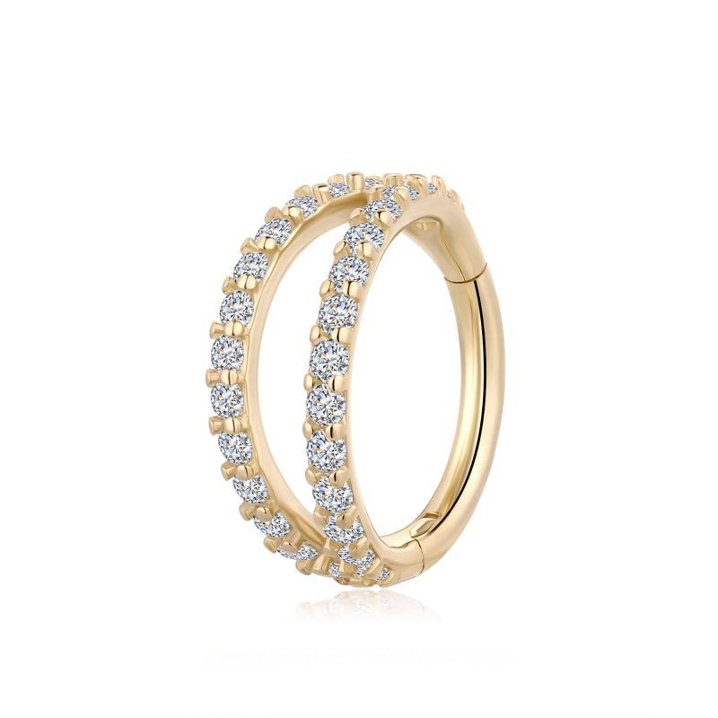 14K Gold Sparkle Double Hoop Ring - GPF Jewelry