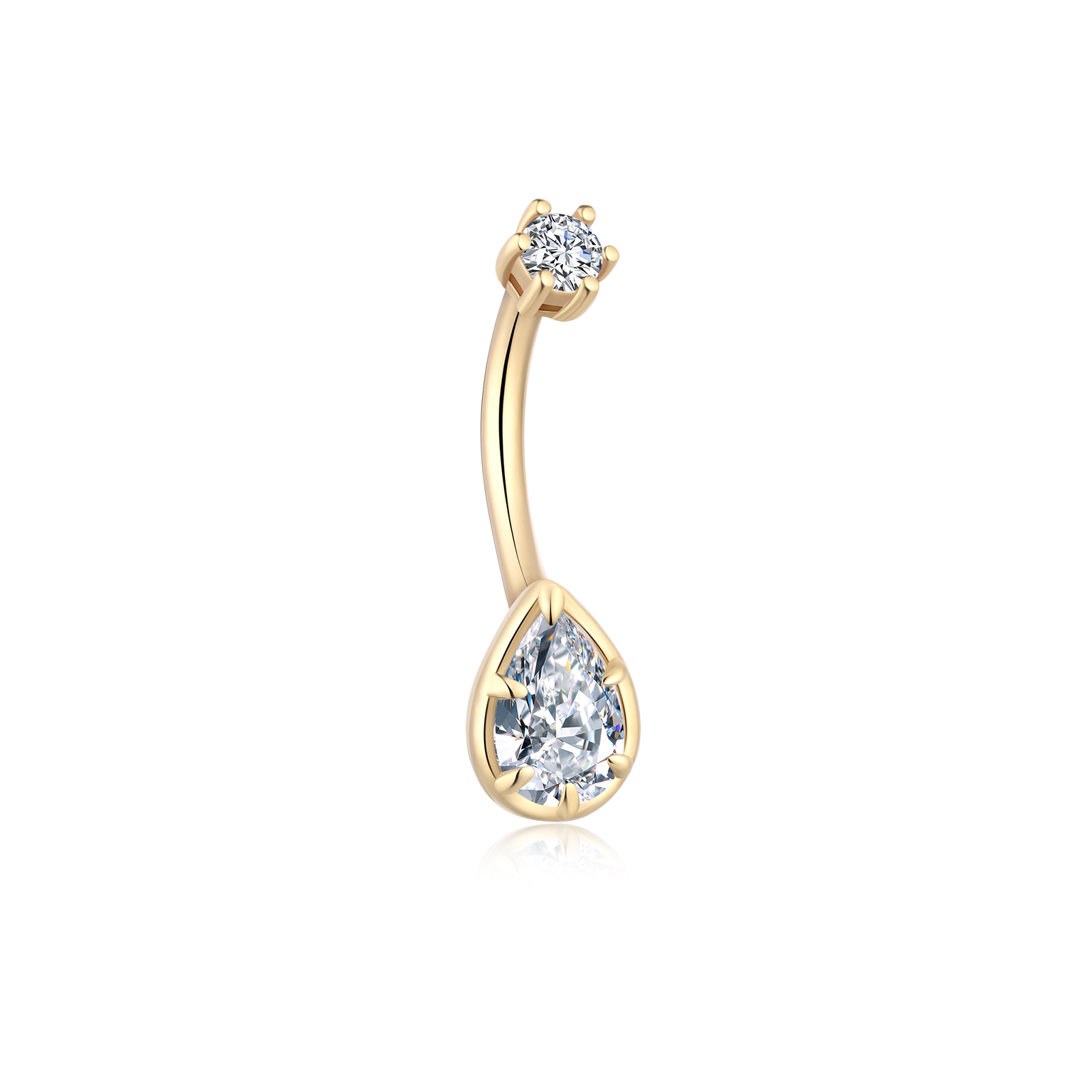 14K Dainty Teardrop Belly Ring-GPF Jewelry