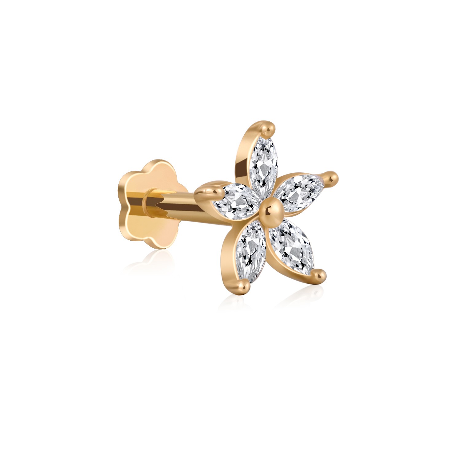 14K Flower Cartilage Piercing-GPF Jewelry