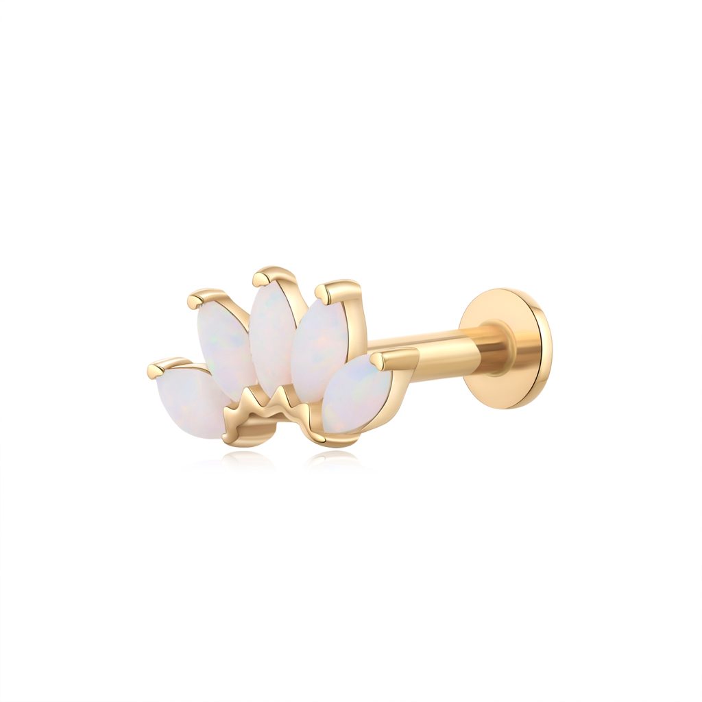14K Gold Fire Opal Flower Labret - GPF Jewelry