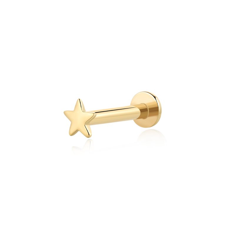 14K Gold Star Labret Earring Studs - GPF Jewelry