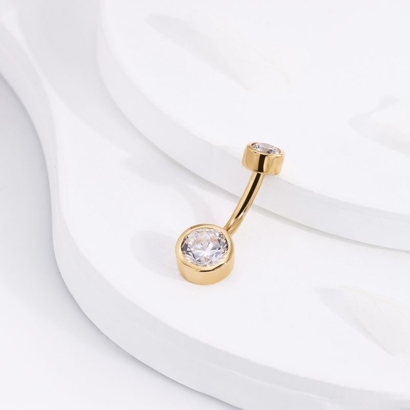 14K Gold|Internally Threaded|Body Piercing|Navel Ring - GPF Jewelry