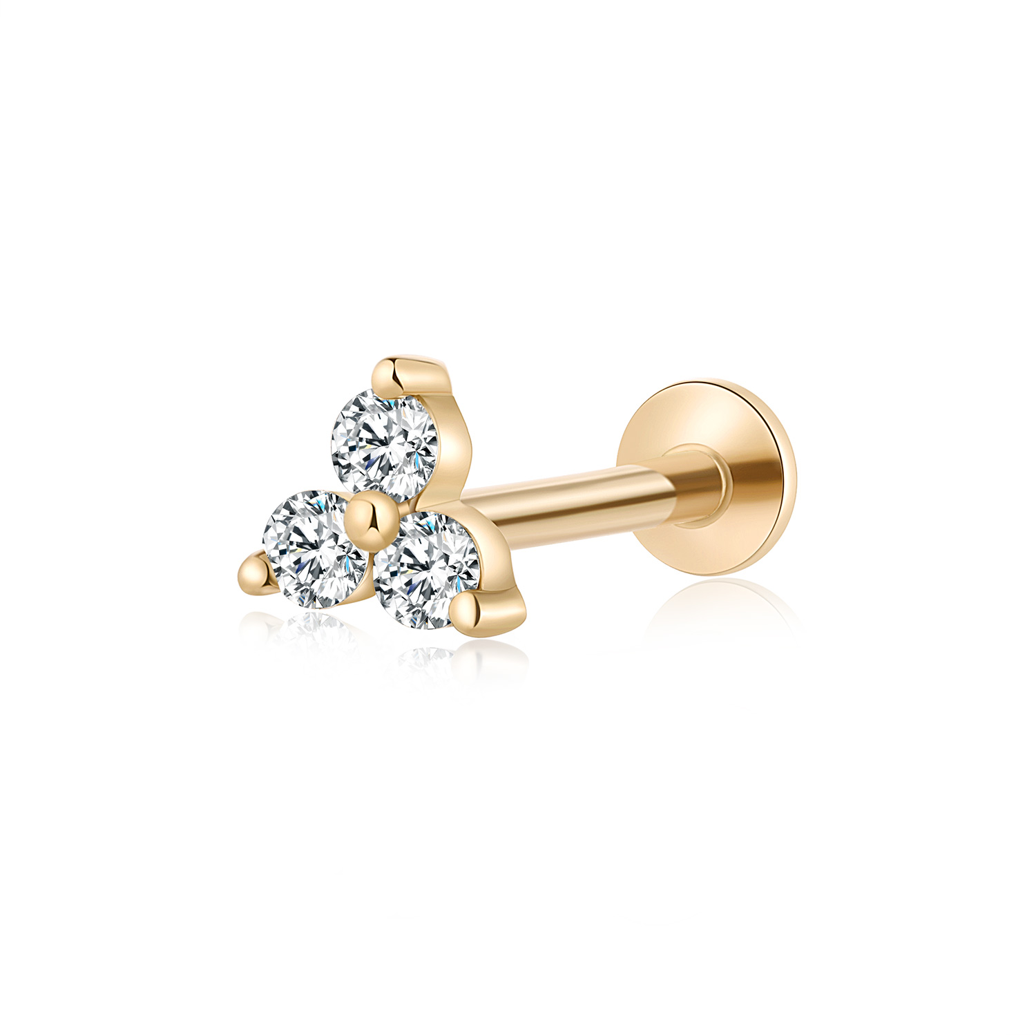 18K Gold Natural Diamond Flat Back Studs - GPF Jewelry
