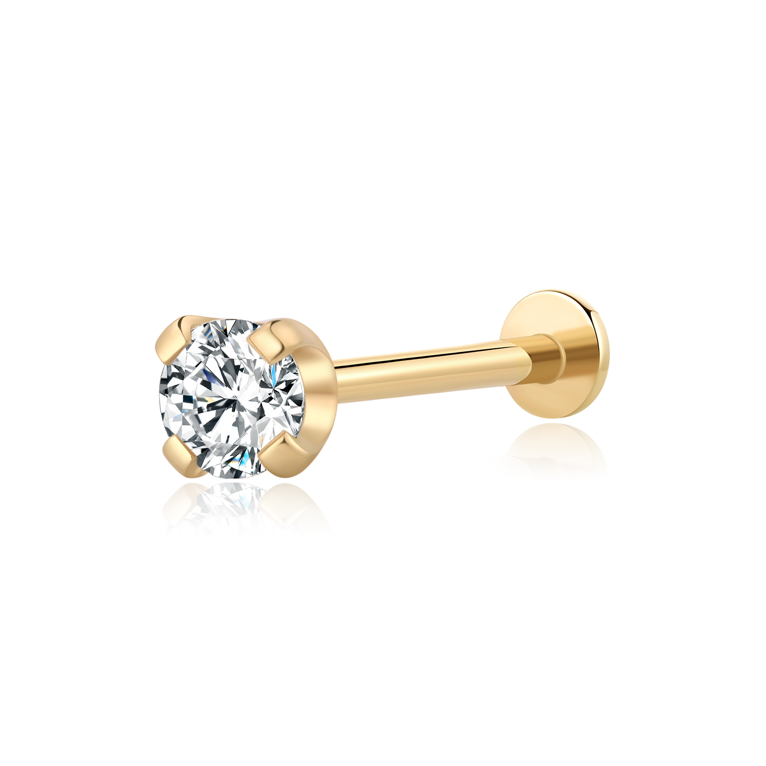18K Gold Natural Diamond Threadless Labret - GPF Jewelry
