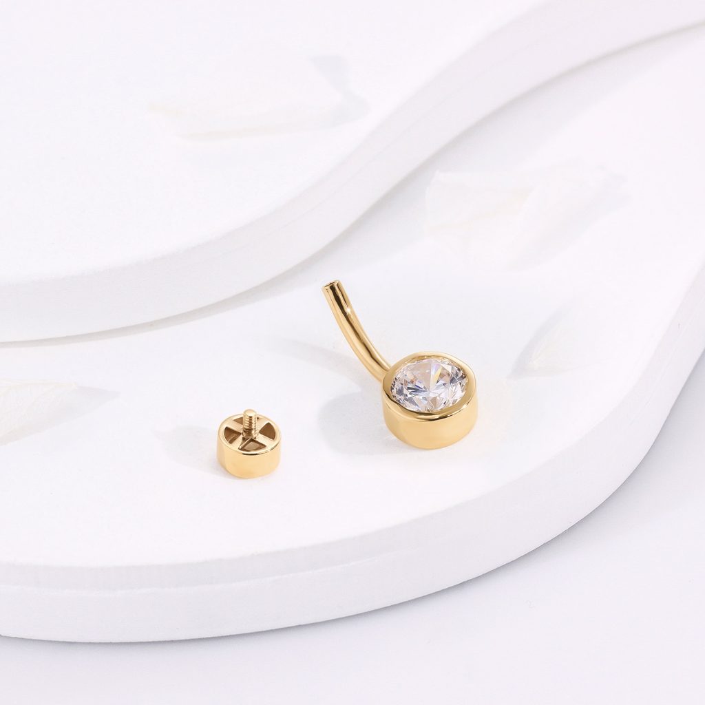14K Gold|Internally Threaded|Body Piercing|Navel Ring - GPF Jewelry